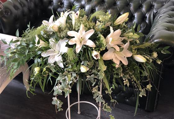 White & Green Casket Spray